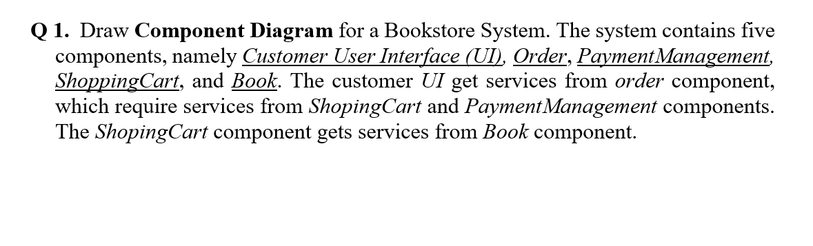 Solved Q 1. Draw Component Diagram for a Bookstore System. | Chegg.com