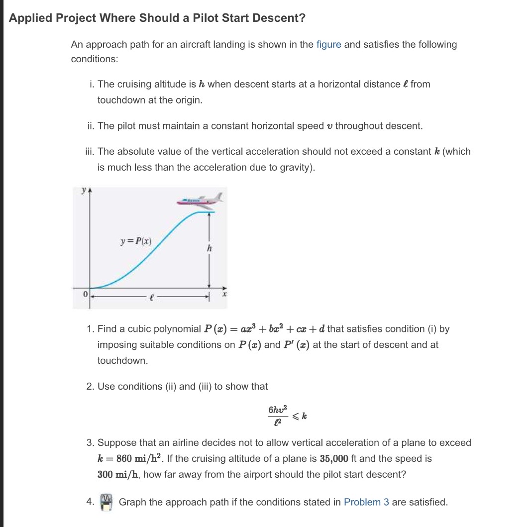 Solved roject Where Should a Pilot Start Descent? An | Chegg.com