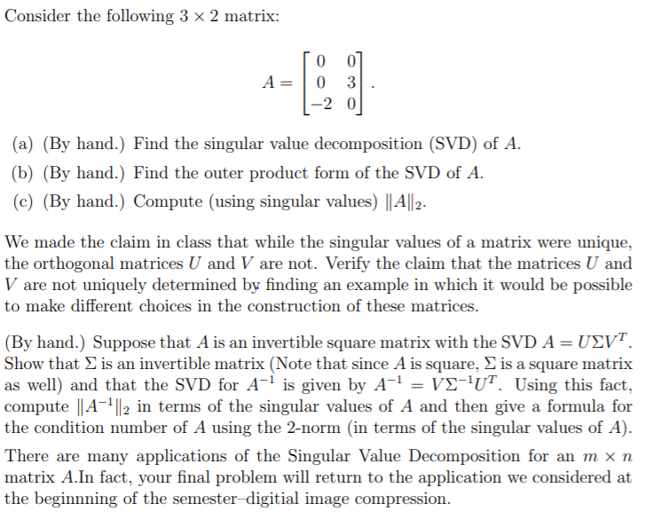 Solved Consider the following 3 x 2 matrix: A0 3 (a) (By | Chegg.com