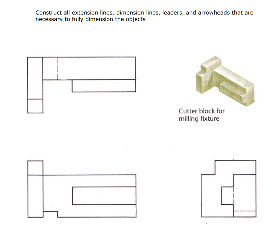 Solved Construct all extension lines, dimension lines, | Chegg.com