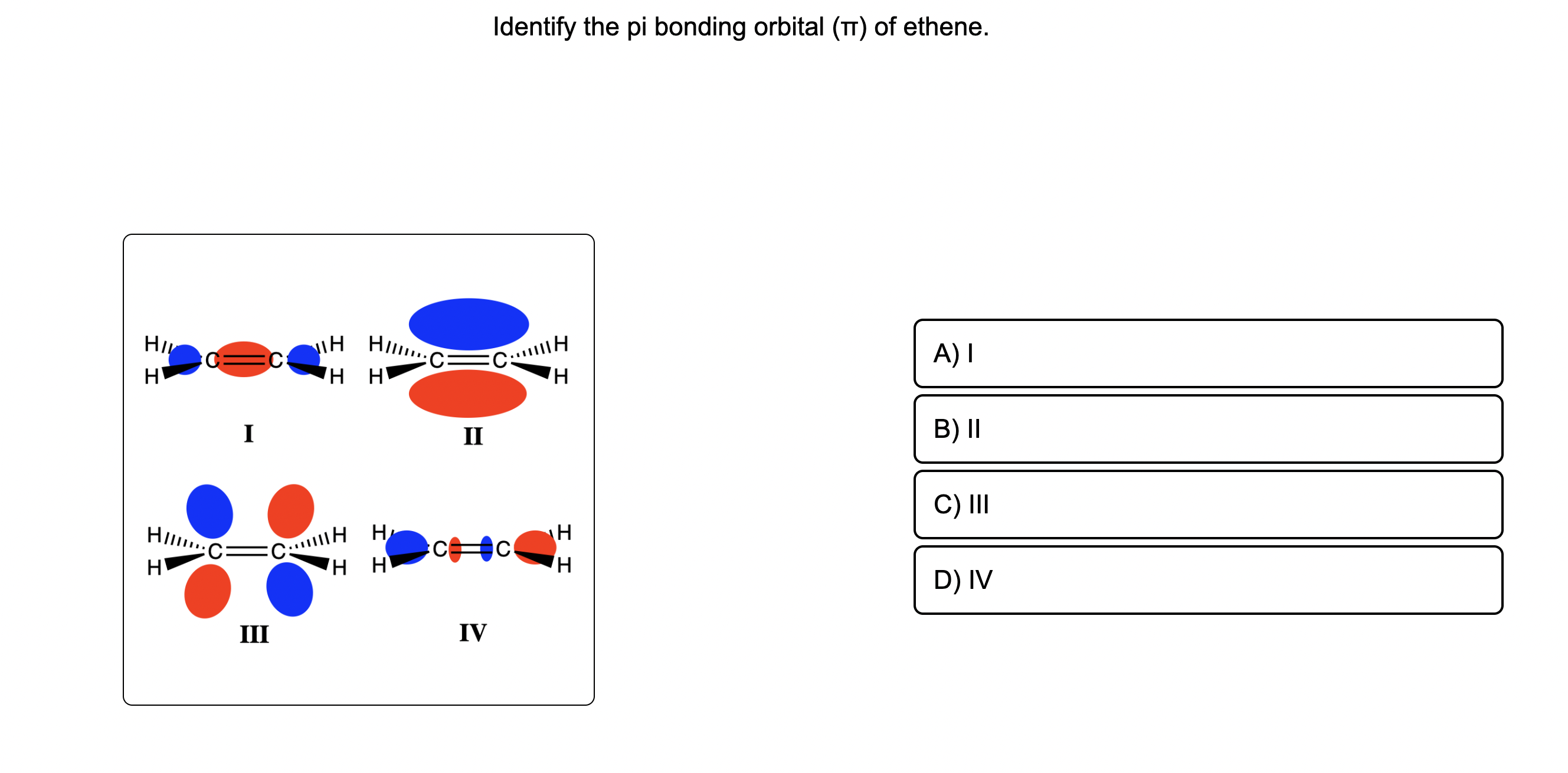 Solved Identify the pi bonding orbital ( π) of ethene. | Chegg.com
