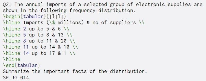 Solved Q2: The annual imports of a selected group of | Chegg.com
