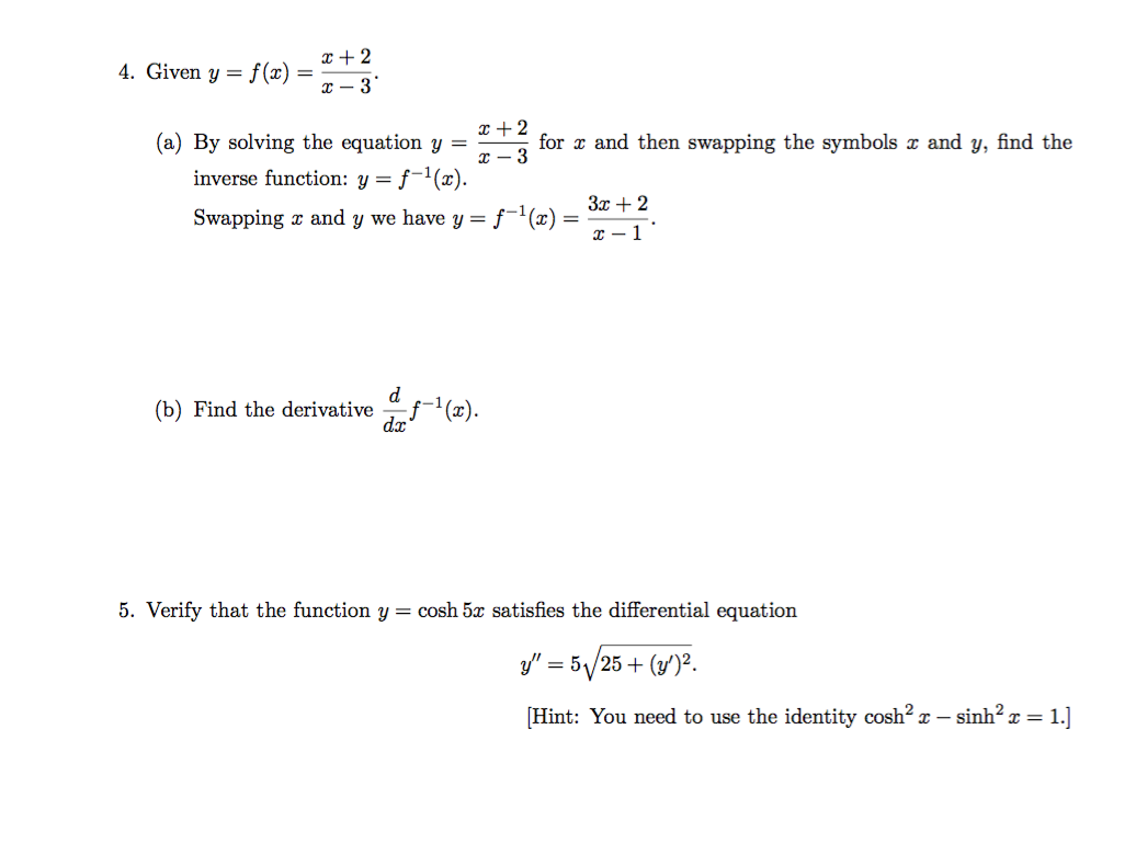 Solved 4. Given y = f(x) = *** 3 + 2 (a) By solving the | Chegg.com