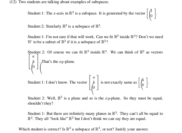 Solved (12) Two students are talking about examples of | Chegg.com