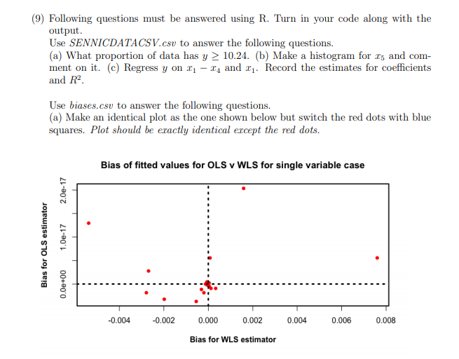 (9) Following questions must be answered using R. | Chegg.com