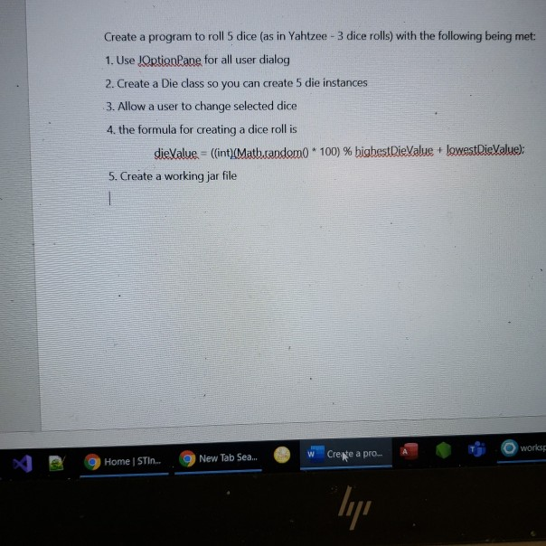 Solved Create a program to roll 5 dice (as in Yahtzee - 3 | Chegg.com