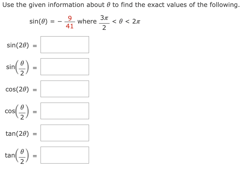Solved Use the given information about θ ﻿to find the exact | Chegg.com