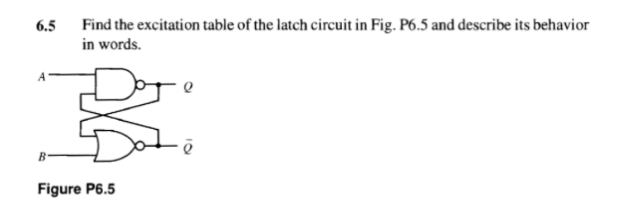 Solved 6.5 Find the excitation table of the latch circuit in | Chegg.com
