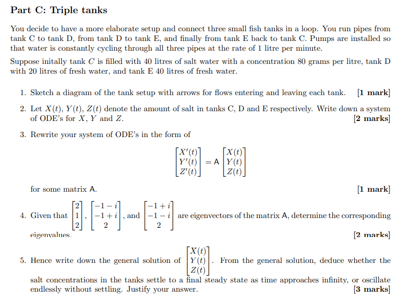 Solved Part C: Triple tanks You decide to have a more | Chegg.com