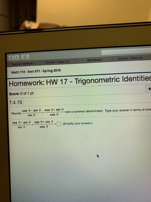 Solved Cla MHE Reader Connect . Class: CH Math 114-Sect | Chegg.com