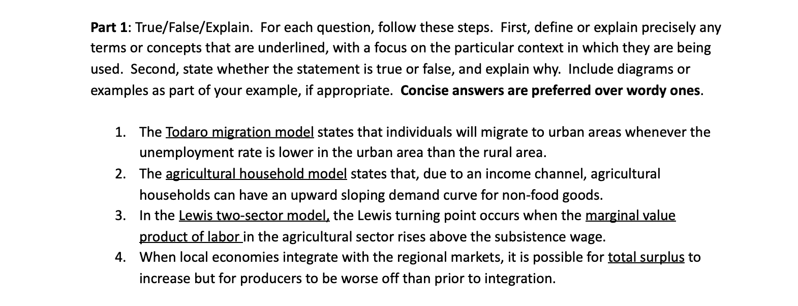 Solved Part 1: True/False/Explain. For each question, follow | Chegg.com
