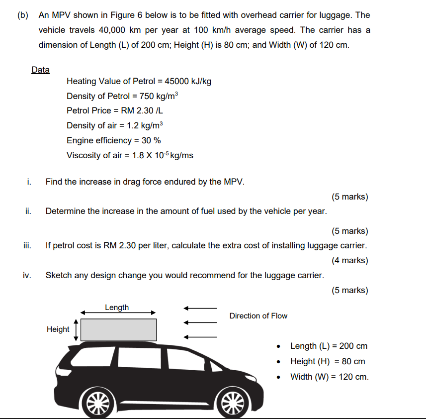 Solved (b) An MPV shown in Figure 6 below is to be fitted | Chegg.com