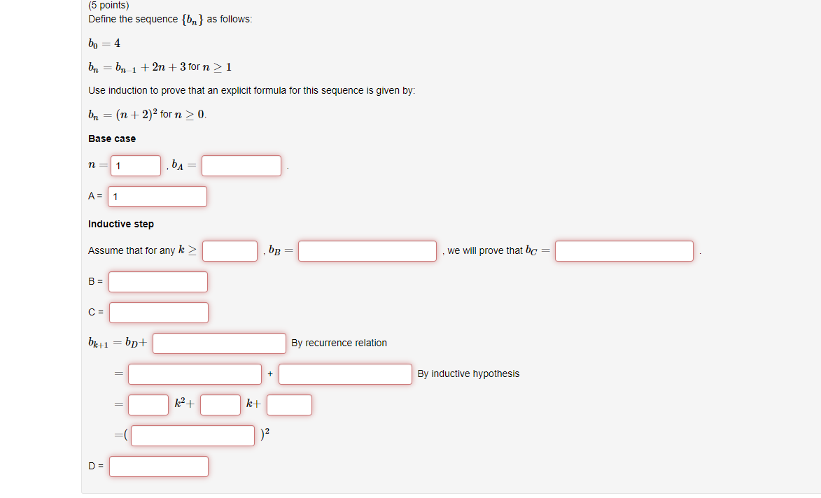 Solved (5 points) Define the sequence {b} as follows: bo = 4 | Chegg.com