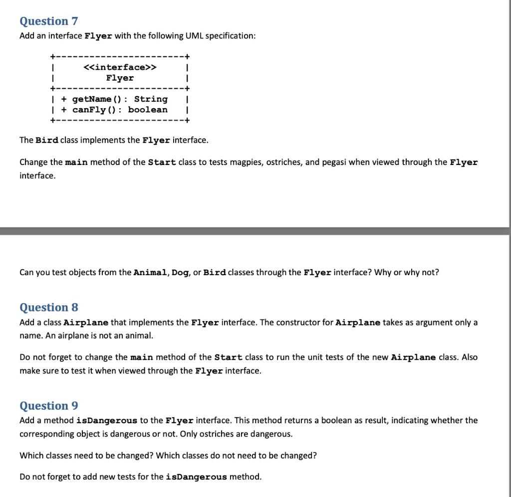 Solved Question 1 Create a class Animal with the following | Chegg.com