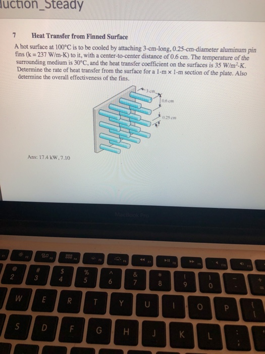 Solved uction_Steady 7 Heat Transfer from Finned Surface A | Chegg.com