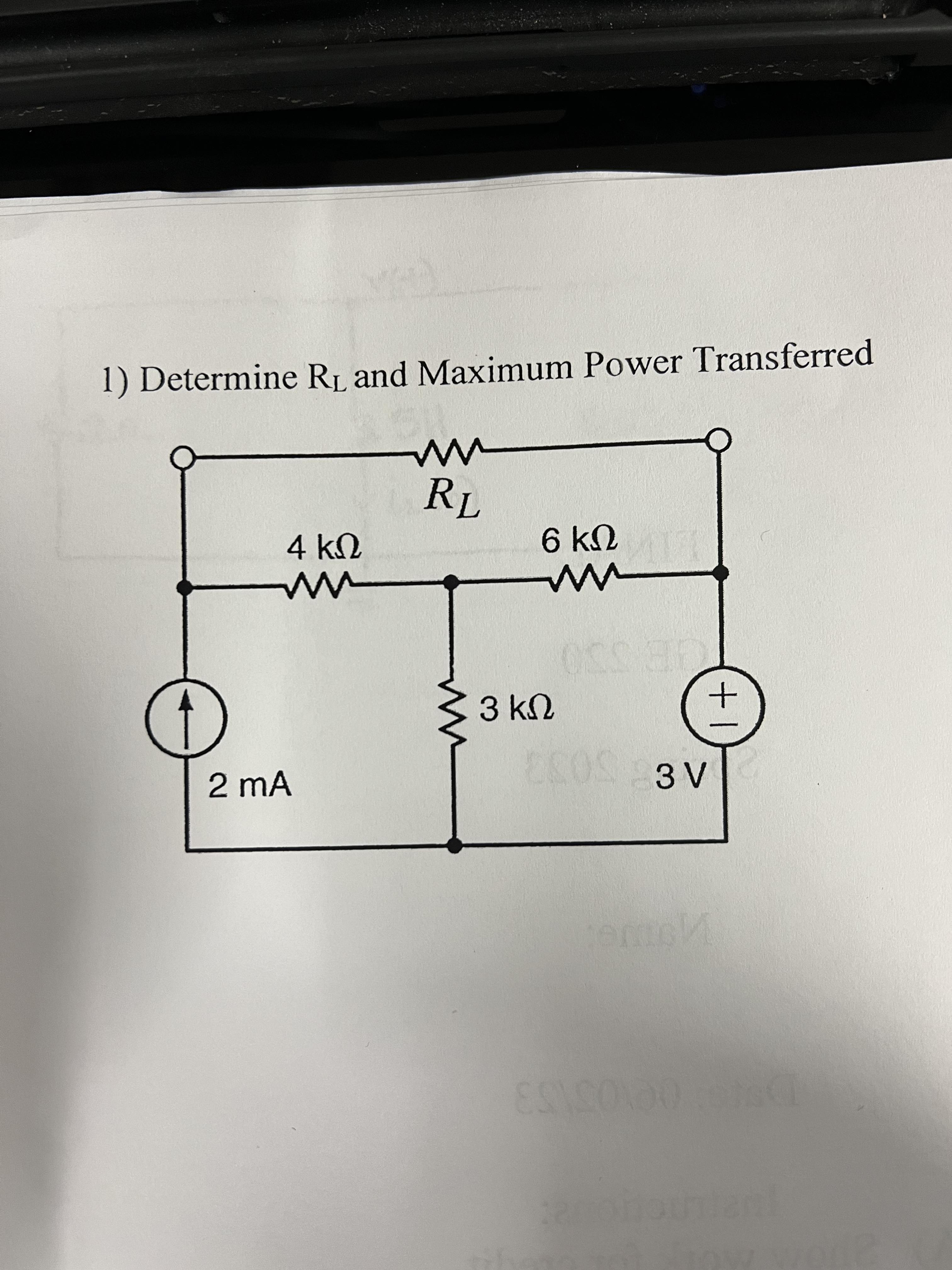 Solved 1) Determine RL and Maximum Power Transferred | Chegg.com