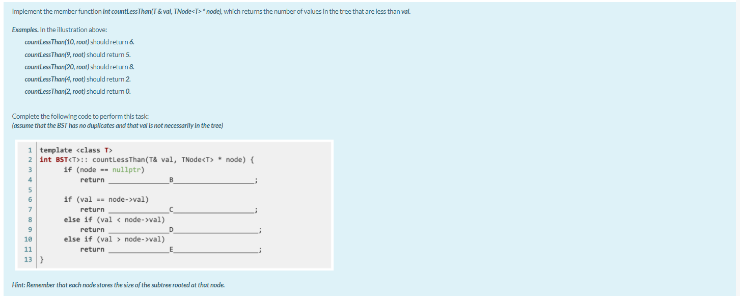 Solved Consider the following BST and TNode classes. | Chegg.com