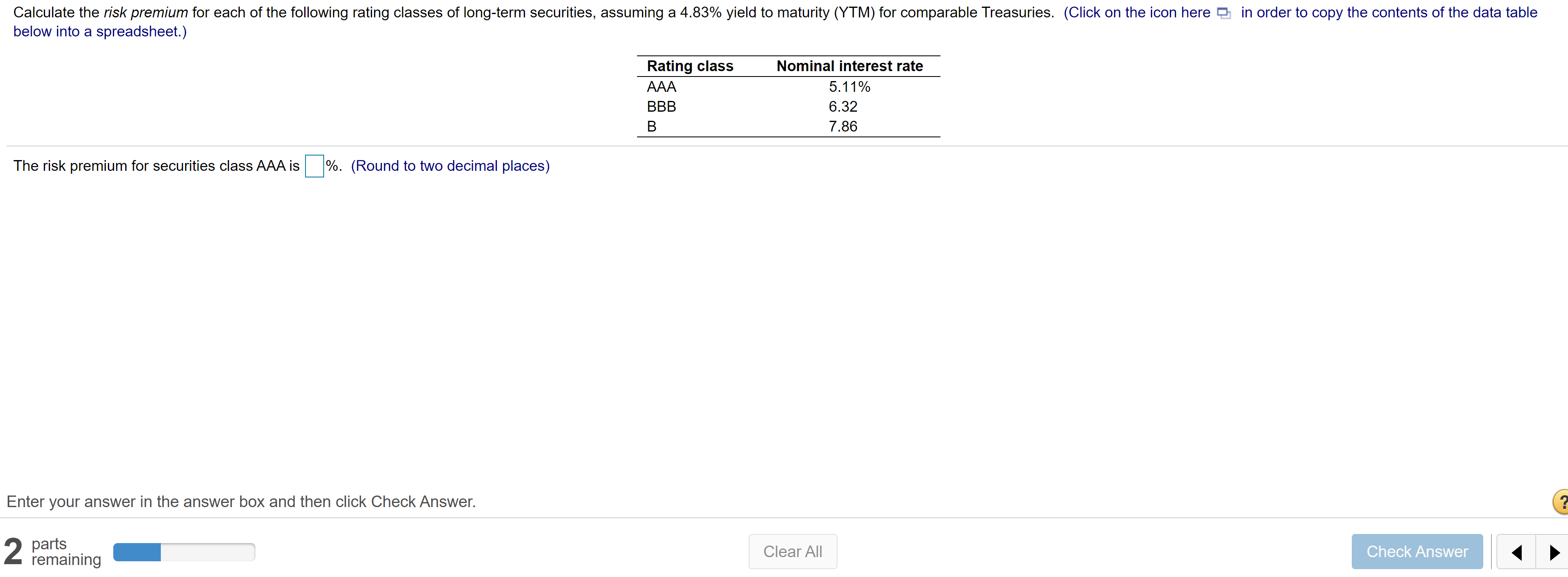 Solved Calculate the risk premium for each of the | Chegg.com