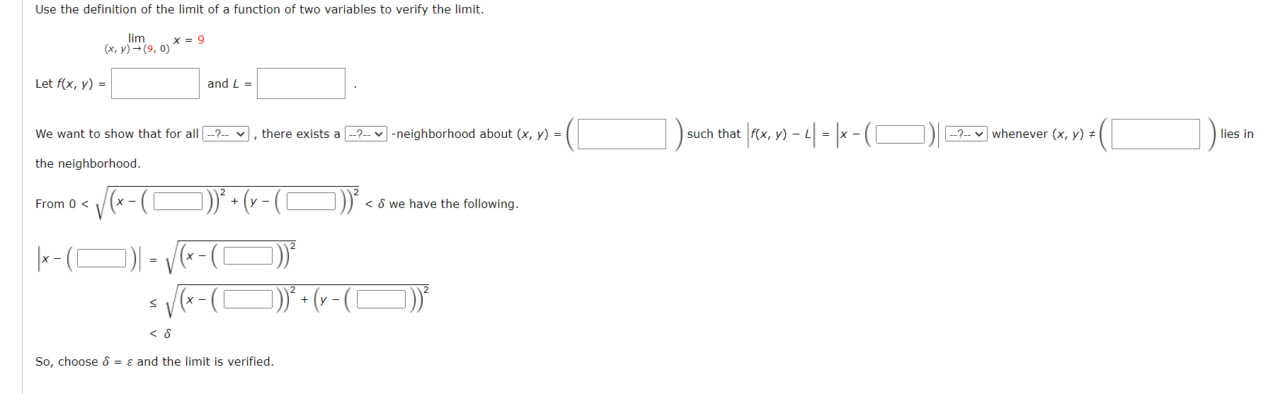 Solved Use the definition of the limit of a function of two | Chegg.com