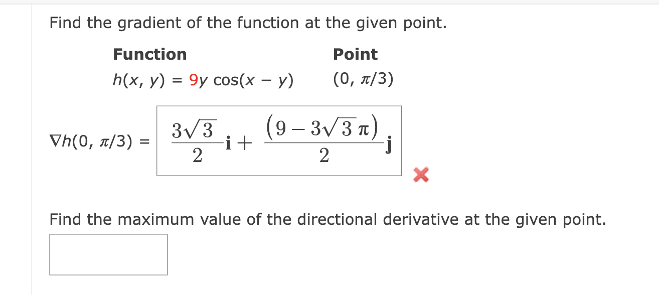 Solved Find the gradient of the function at the given point. | Chegg.com