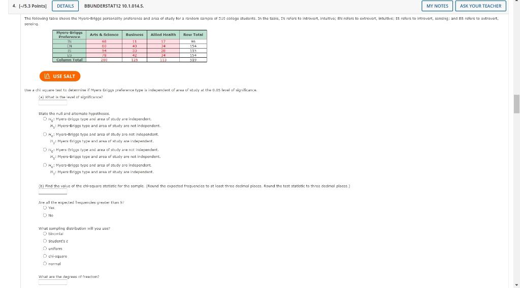 Solved 4. (-/5.3 Points) DETAILS BBUNDERSTAT12 10.1.014.5. . | Chegg.com