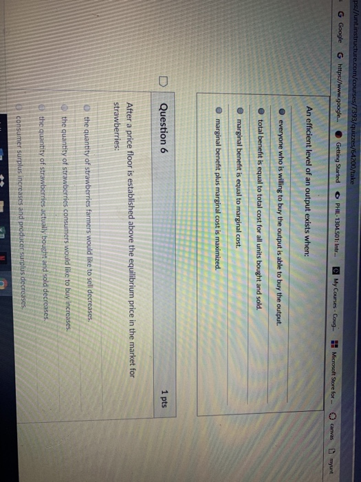 Solved An efficient level of an output exists when: D | | Chegg.com