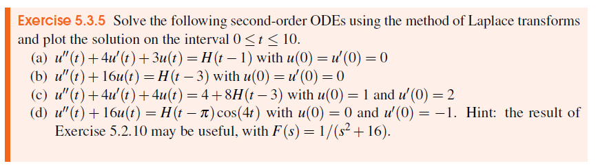 Exercise 5.3.5 Solve the following second-order ODEs | Chegg.com
