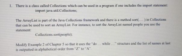 Solved 1. There is a class called Collections which can be | Chegg.com