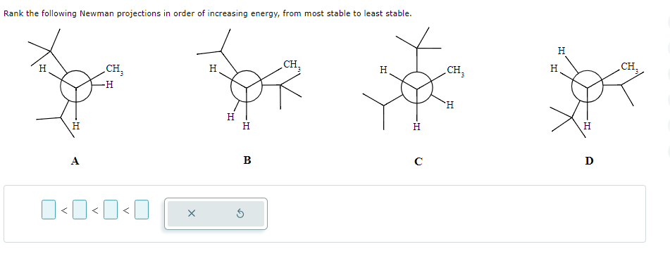 Solved Rank the following Newman projections in order of | Chegg.com