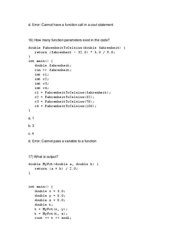 Solved D Error Cannot Function Call Cout Statement 16 Many Function 2315