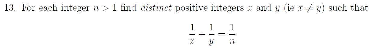 Solved 13. For each integer n > 1 find distinct positive | Chegg.com
