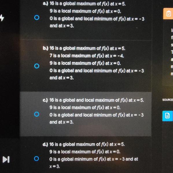 Solved Identify all of the global and local extrema of the | Chegg.com
