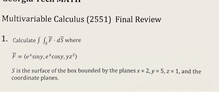 Solved Multivariable Calculus (2551) Final Review 1. | Chegg.com