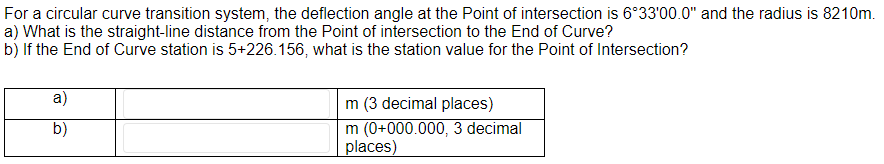Solved For a circular curve transition system, the | Chegg.com