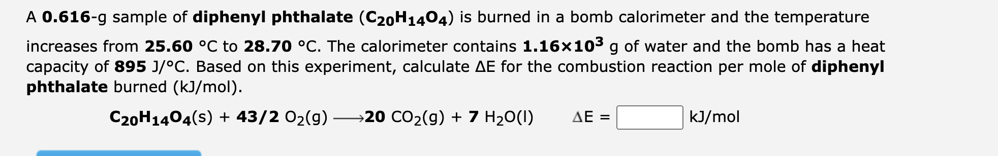 Solved A 0.616-g sample of diphenyl phthalate (C20H14O4) is | Chegg.com
