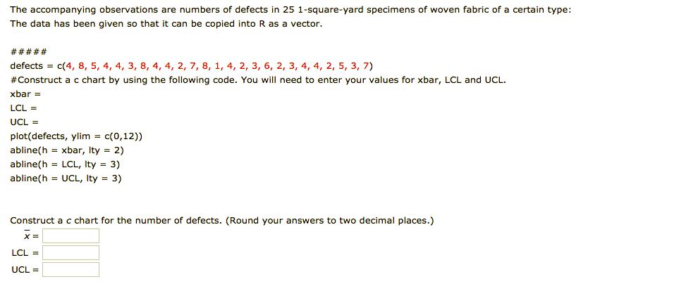 Solved The accompanying observations are numbers of defects | Chegg.com