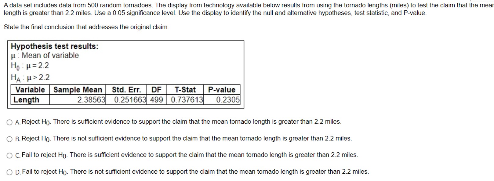 Solved A data set includes data from 500 ﻿random tornadoes. | Chegg.com