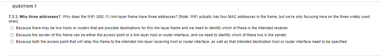 Solved QUESTION 7 7.3-3. Why three addresses? Why does the | Chegg.com