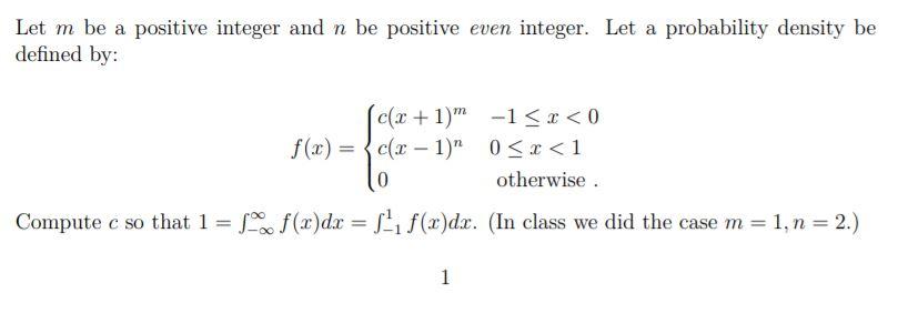 Solved Let m be a positive integer and n be positive even | Chegg.com