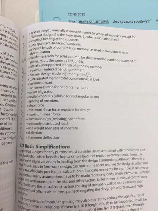 CONS 3015 PROBLEM 4-C-4 FORMWORK PROBLEMS Develop & | Chegg.com