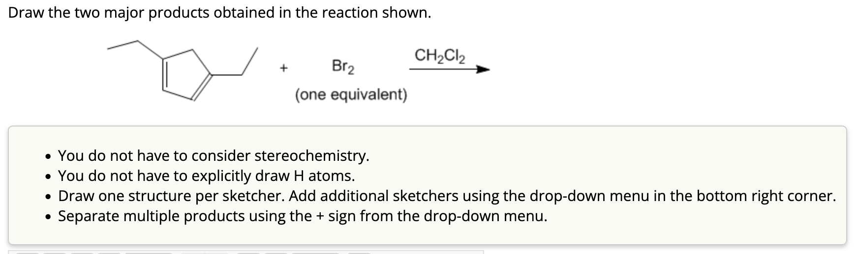 Solved Draw the two major products obtained in the reaction | Chegg.com