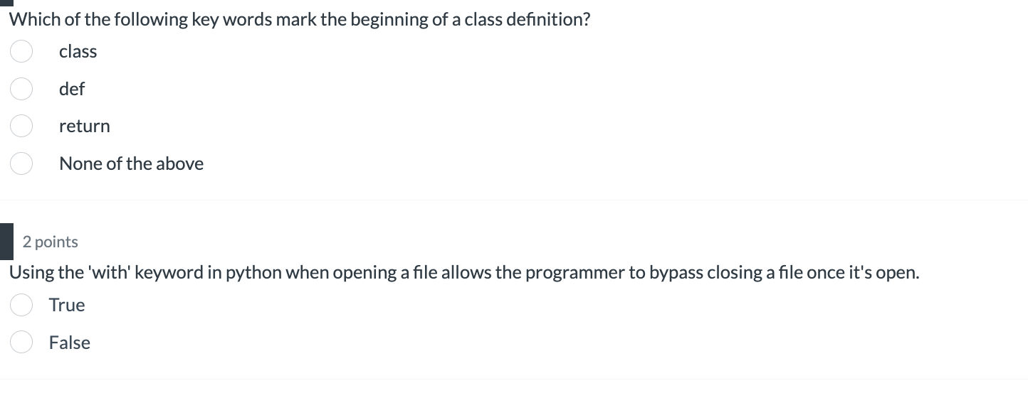 Solved Which of the following key words mark the beginning | Chegg.com