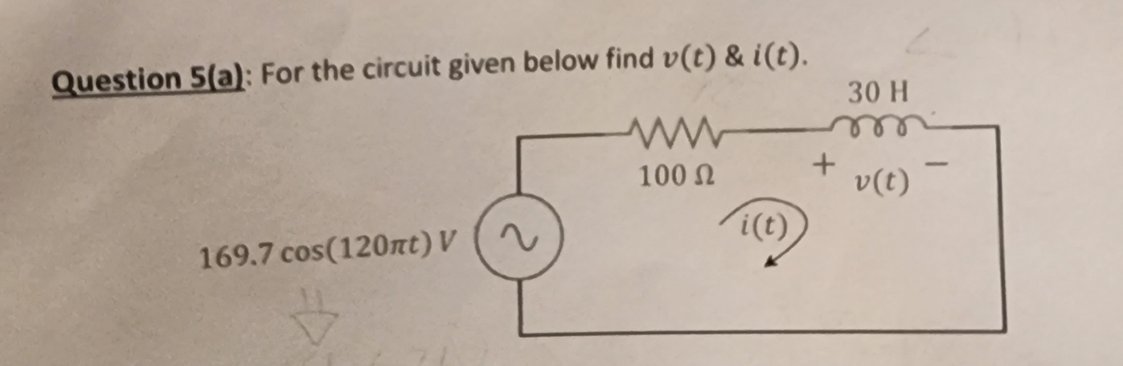 Solved Question 5(a): For the circuit given below find | Chegg.com
