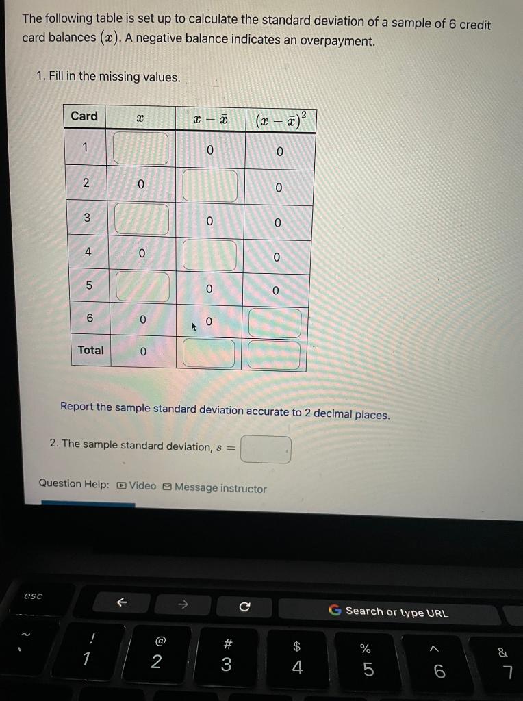 Solved The following table is set up to calculate the | Chegg.com