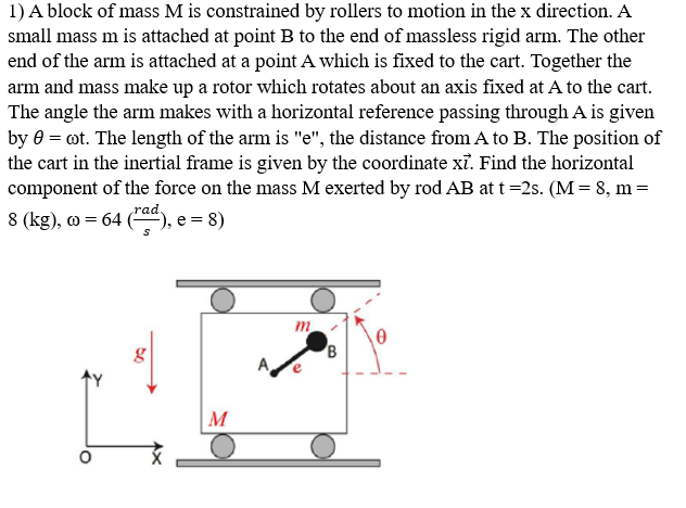 Solved A block of mass M ﻿is constrained by rollers to | Chegg.com