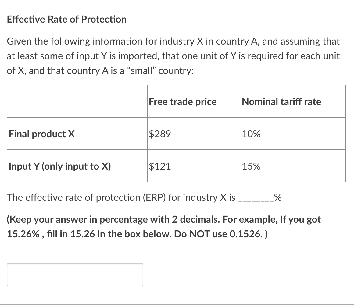 Solved Effective Rate of Protection Given the following | Chegg.com