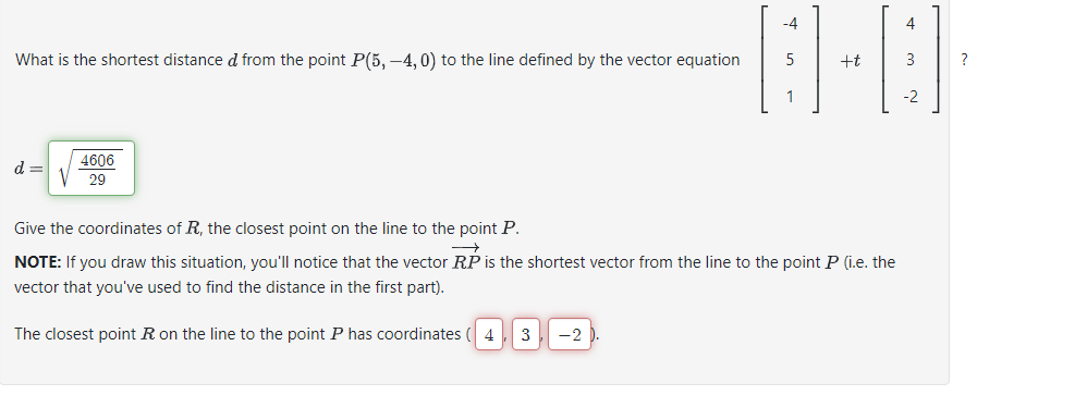 Solved What is the shortest distance d from the point | Chegg.com