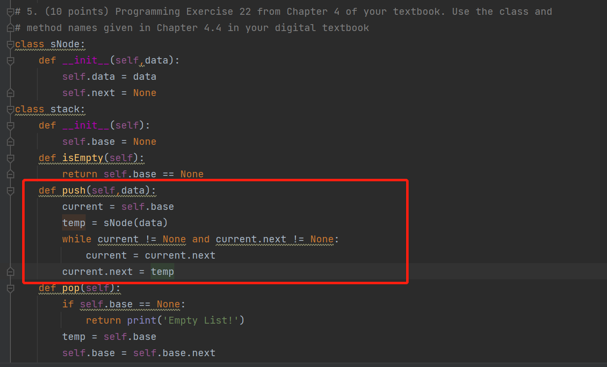 Solved How to define the [push] method in a linked list to | Chegg.com