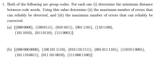 Solved 1. Both of the following are group codes. For each | Chegg.com