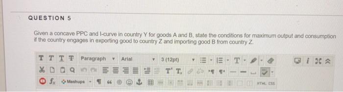 QUESTION 5 Given a concave PPC and I-curve in country | Chegg.com